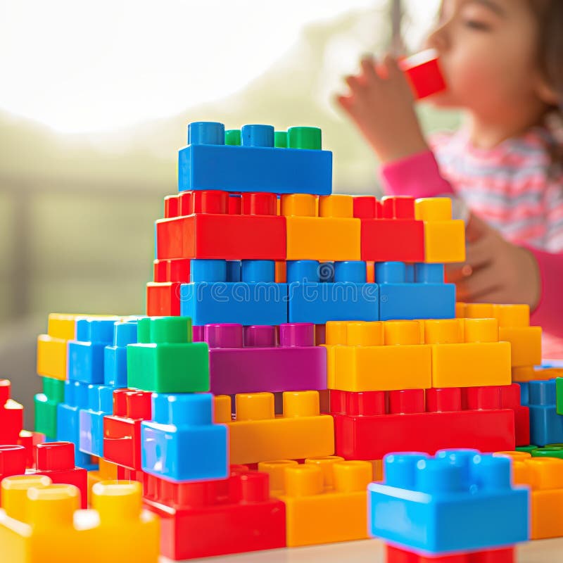 Colorful Toy Building Blocks Structure Stock Photo - Image of blocks ...