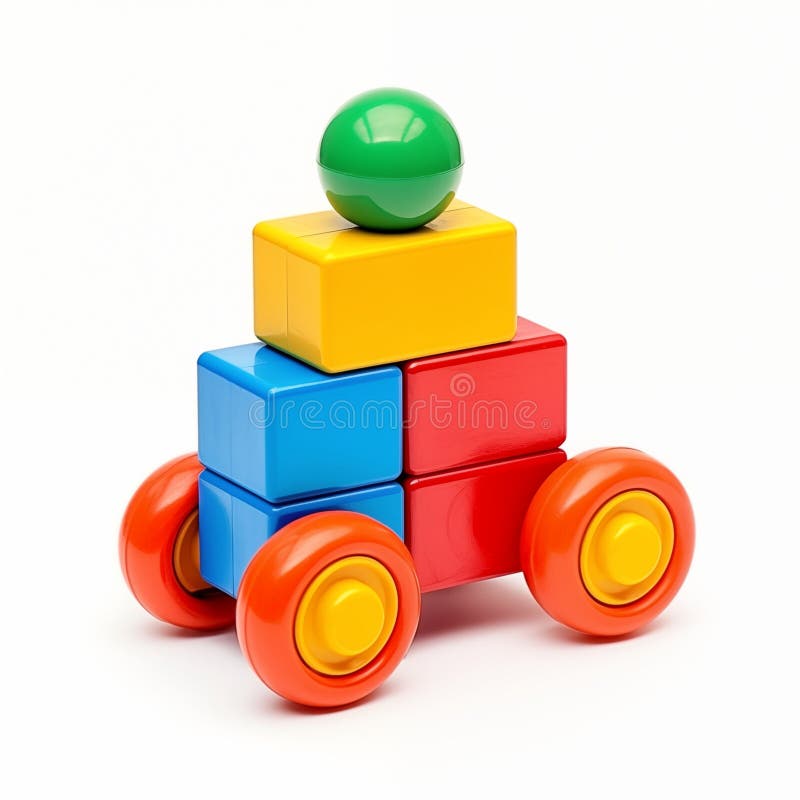 Colorful Toy Car Made of Building Blocks on White Background Stock ...