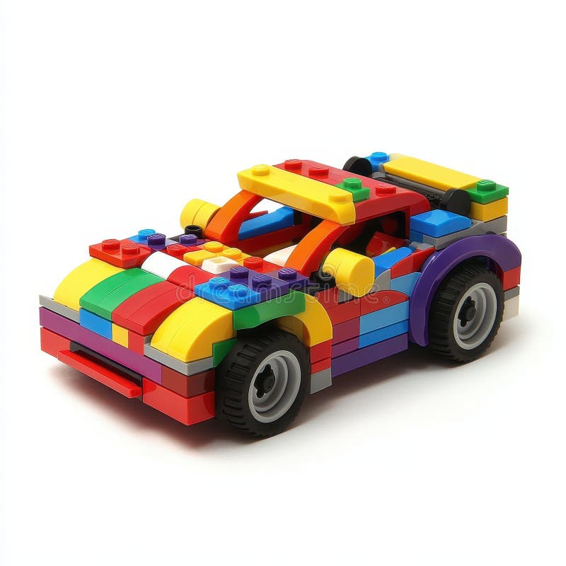 A Colorful Toy Car Made from Interlocking Plastic Blocks, Designed for ...