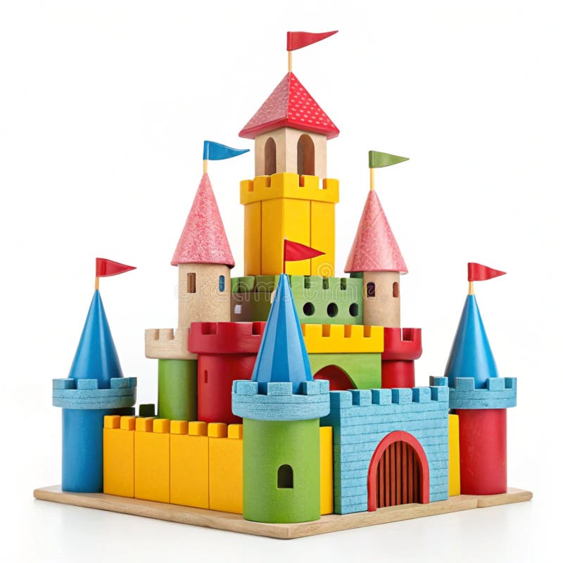 Colorful Toy Castle Isolated on Background Stock Illustration ...