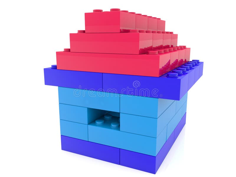 A Colorful House Outline Made of Toy Bricks Stock Illustration ...