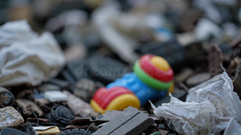 Colorful Toy Lost in a Pile of Garbage: Focus Pulling Stock Video ...
