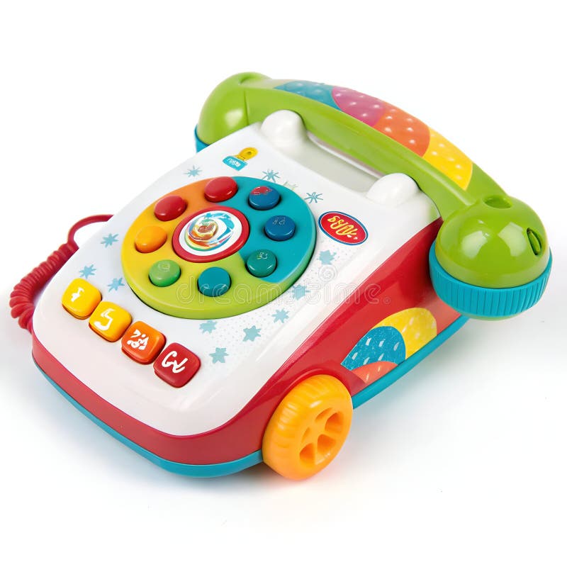 Colorful Toy Phone Isolated on White Background Stock Illustration ...