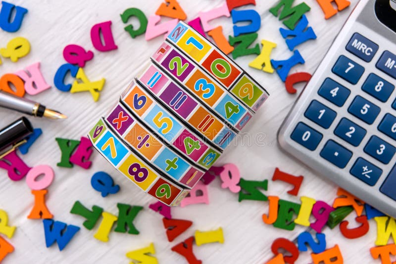 Colorful Toy for Preschool Education with Alphabet on Table Stock Photo ...