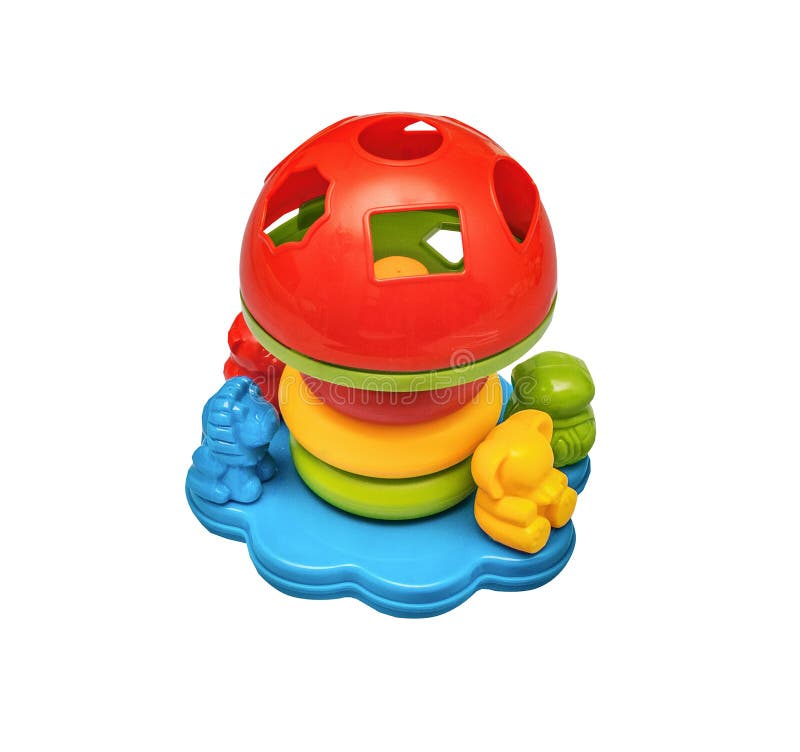 Colorful Toy Puzzle Sorter with Cutouts for Objects of Different Shapes ...