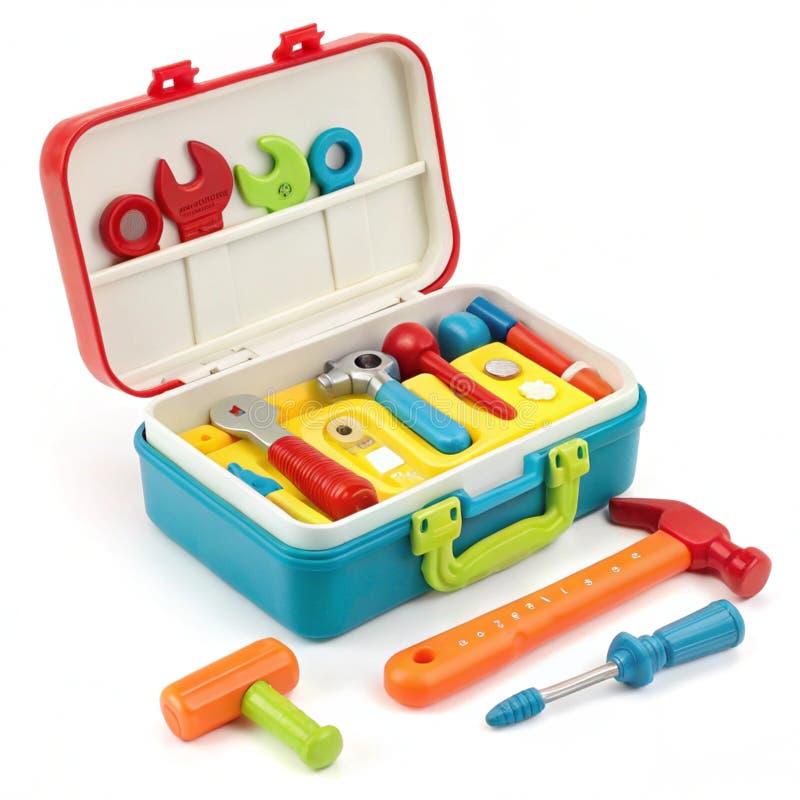 Colorful Toy Toolbox with Tools on Transparent Background Stock ...