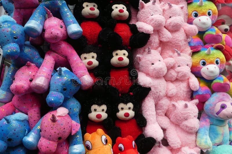 Colorful Toys Hanging Outdoors at Carnival Stock Photo - Image of ...