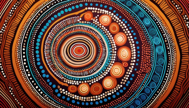 Colorful Traditional Aboriginal Artwork Featuring Intricate Circular ...
