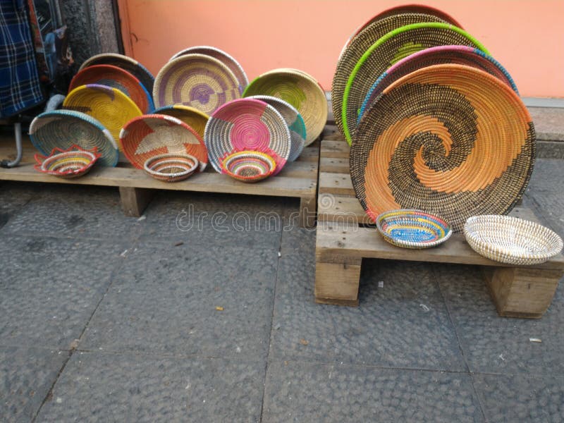 Colorful Traditional African Baskets Stock Image - Image of colorfull ...
