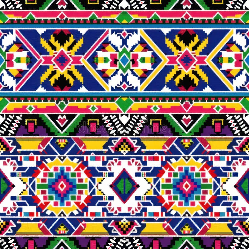 Colorful Traditional Ethnic Pattern Textile Design Stock Photo - Image ...