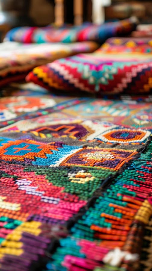 Colorful Traditional Handwoven Textiles Stock Image - Image of woven ...