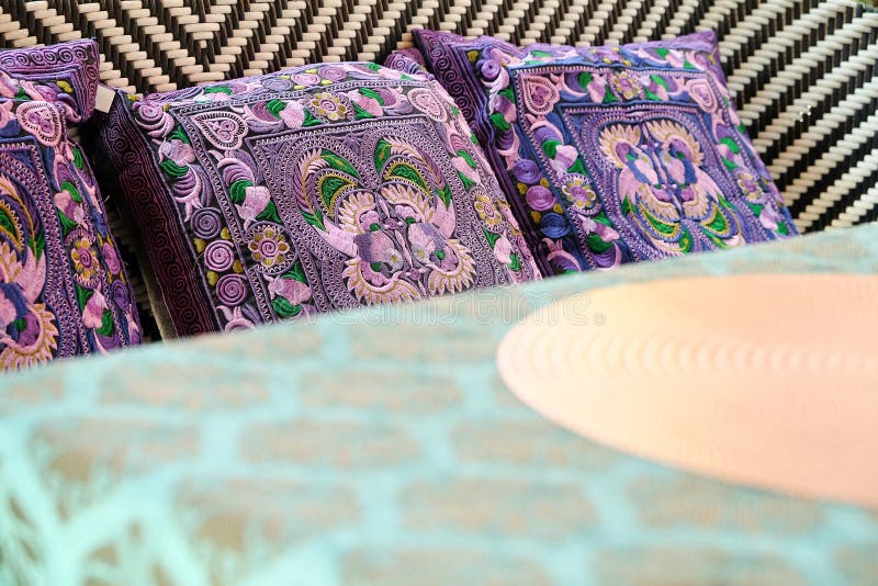 Colorful Traditional Pattern Pillows Stock Photo - Image of decorative ...