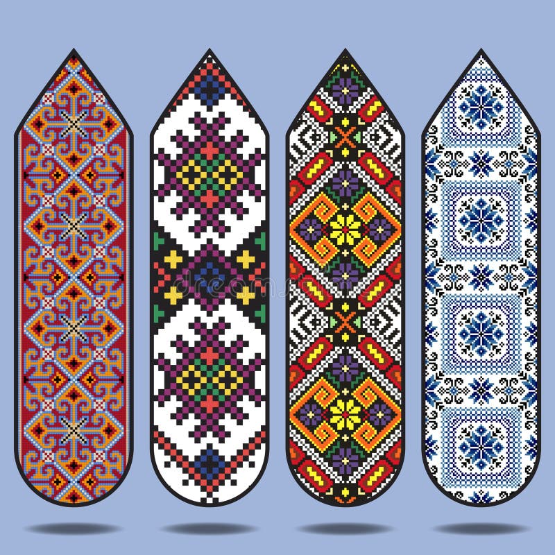 Colorful Traditional Patterned Bookmark Set Stock Illustration ...