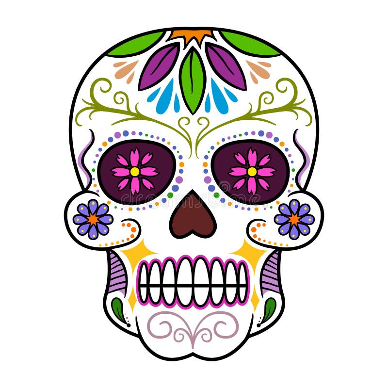 Colorful Traditional Sugar Skull Stock Vector - Illustration of design ...