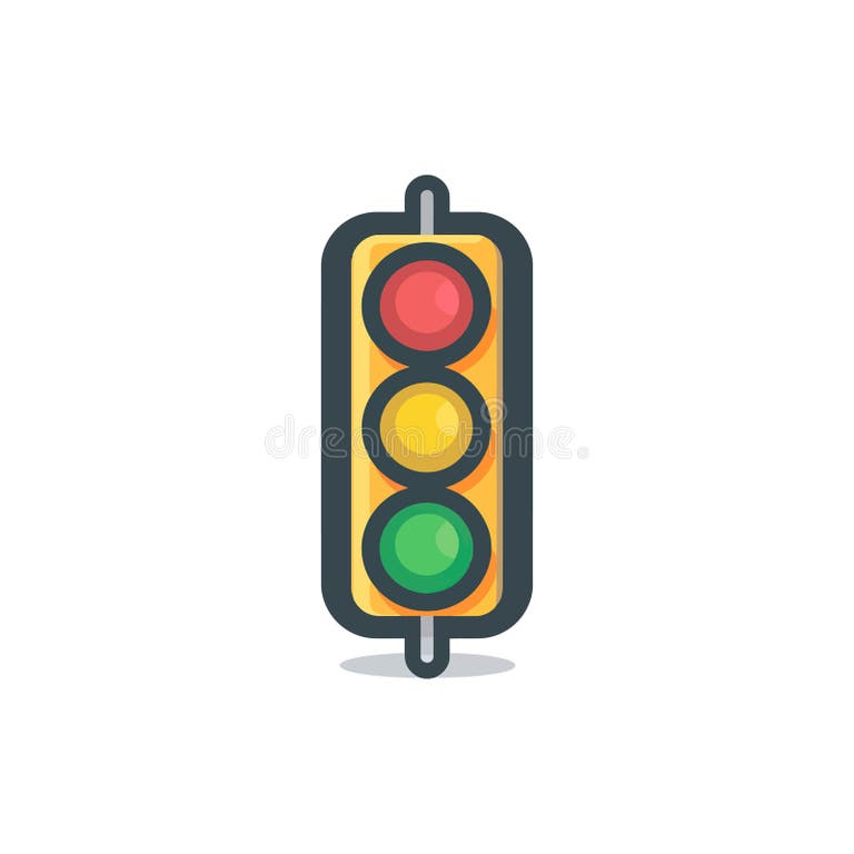 Colorful Traffic Light Illustration with Shadow. Vector Illustration ...