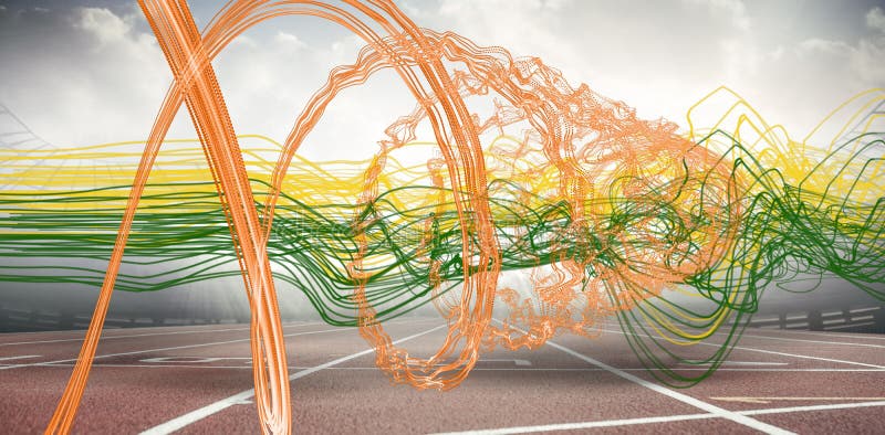 Colorful Trails Over Running Tracks Stock Illustration - Illustration ...