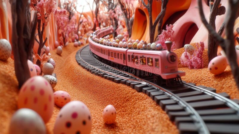 Colorful Train Journey through a Candyland Filled with Animated Easter ...