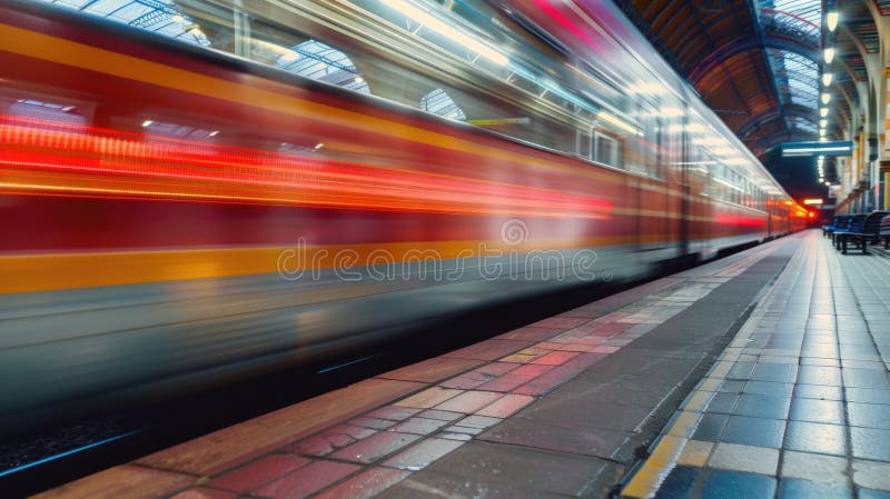 A Colorful Train Passing by a Station, Suitable for Transportation ...