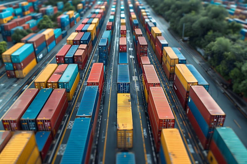 Colorful Trains in a Busy Train Yard Generative AI Stock Illustration ...