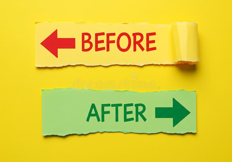 Colorful before and after Transformation Comparison Visual Design Stock ...