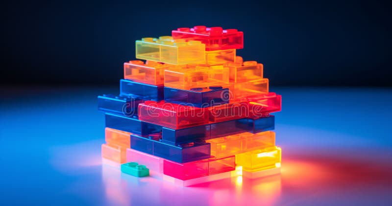 Colorful Translucent Building Blocks Stacked Artistically on a ...