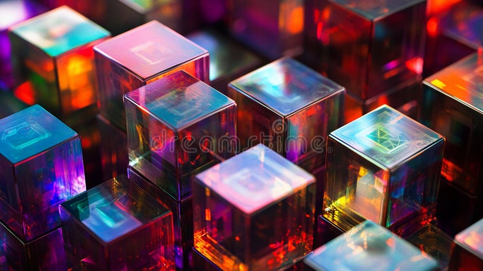 Colorful Translucent Cubes Arranged in an Artistic Pattern Showcasing ...