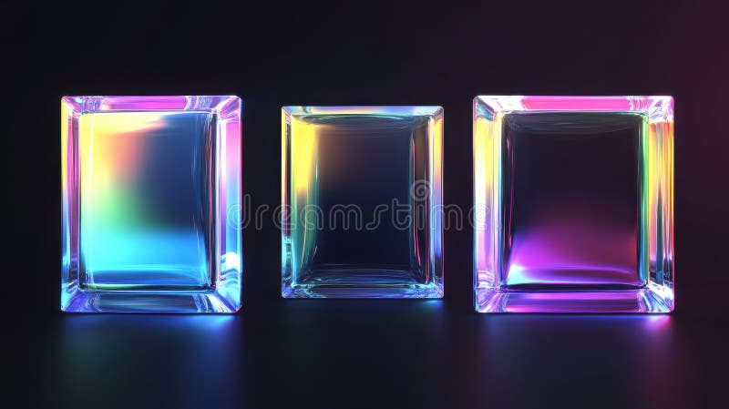 Colorful Translucent Cubes Floating in a Dark Space, Reflecting Light ...