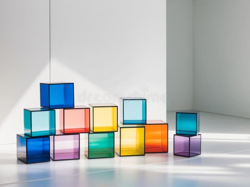 Colorful Translucent Cubes Stacked Together in a Modern Design. Stock ...