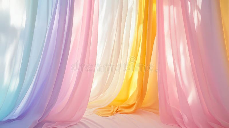 Colorful Translucent Drapes in Soft Sunlight, Abstract Art Concept ...