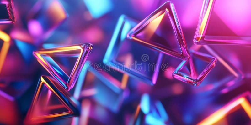Colorful Translucent Geometric Shapes Floating in a Vibrant Digital ...