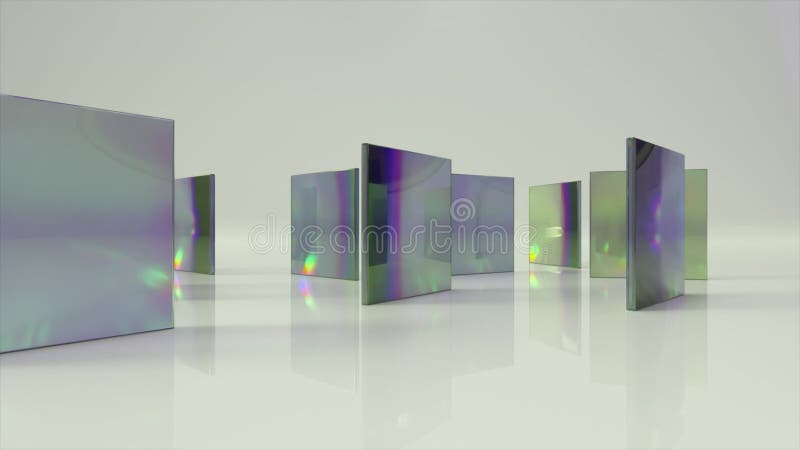 Colorful Translucent Glass Blocks Spin and Rotate on White Background ...
