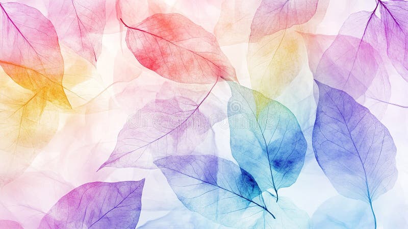 Colorful Translucent Leaves in a Vibrant Gradient Background Stock ...