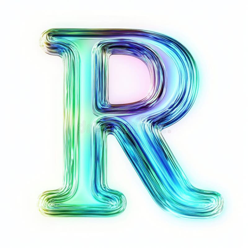 A Colorful, Translucent Letter "R" with a Wavy Design, Showcasing ...