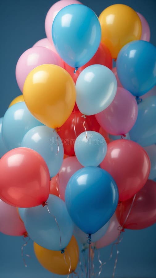 Colorful Translucent Number 4 Balloon on Blue Background. Stock Photo ...