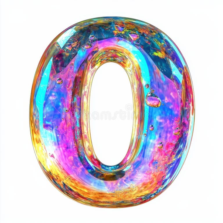 A Colorful, Translucent Number "0" with a Shimmering, Iridescent ...