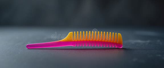 A Colorful Translucent Plastic Comb Resting on a Dark Surface. Stock ...