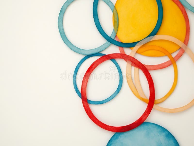 Colorful Translucent Plastic Rings Overlapping on White Background ...