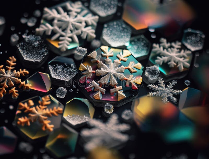 Colorful Translucent Snowflake on Dark Background Created with ...