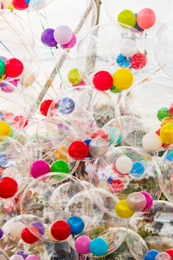 Transparent Balls with Orange Pigment and Blue Ink Stock Photo - Image ...