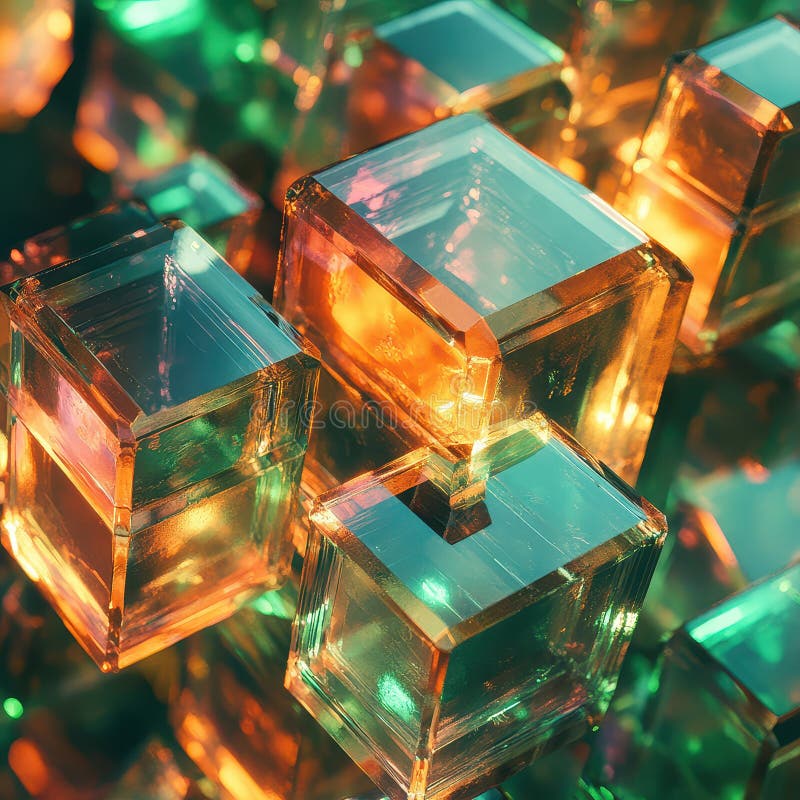 Transparent Red Blocks with Neon Lines, Elegant Luxury Background ...