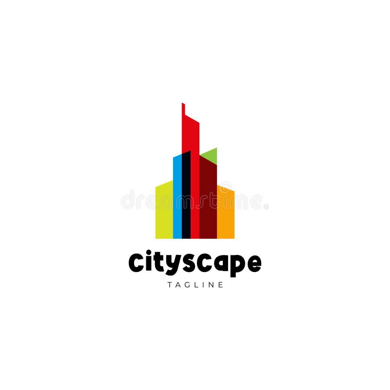 Colorful Transparent City Scape Logo Design Template Stock Illustration ...