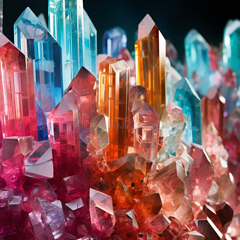 Colorful Transparent Crystals or Minerals Growing on Each Other Stock ...
