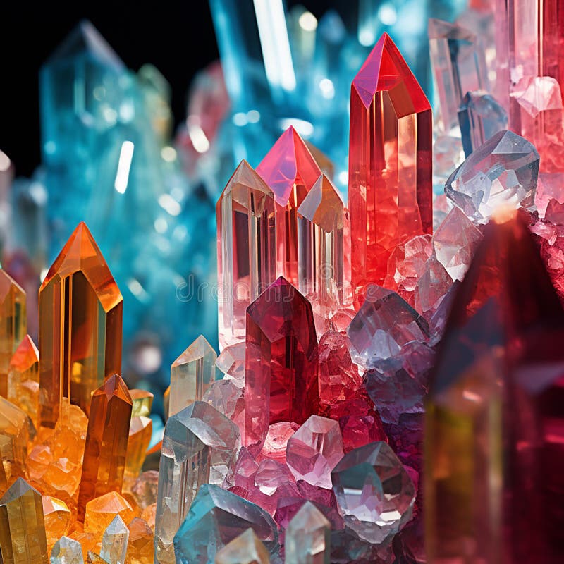 Colorful Transparent Crystals or Minerals Growing on Each Other Stock ...