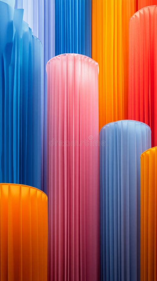 Colorful Transparent Cylindrical Structures Create a Vibrant Artistic ...
