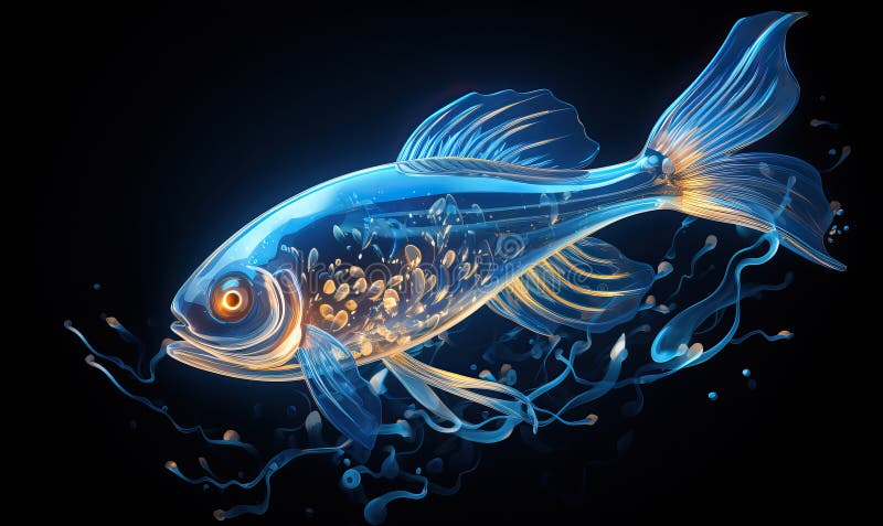 Transparent Fish Larvae with Fishbone Stock Photo - Image of creak ...