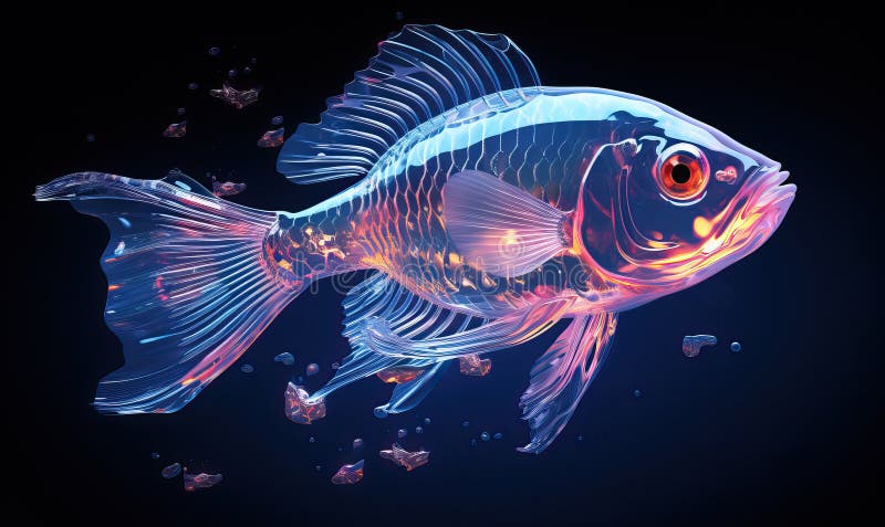 Colorful Transparent Fish on a Dark Background. Stock Image - Image of ...