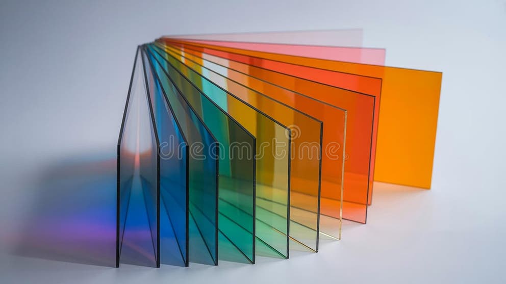 Colorful Transparent Sheets Arranged in a Vibrant Gradient Display ...