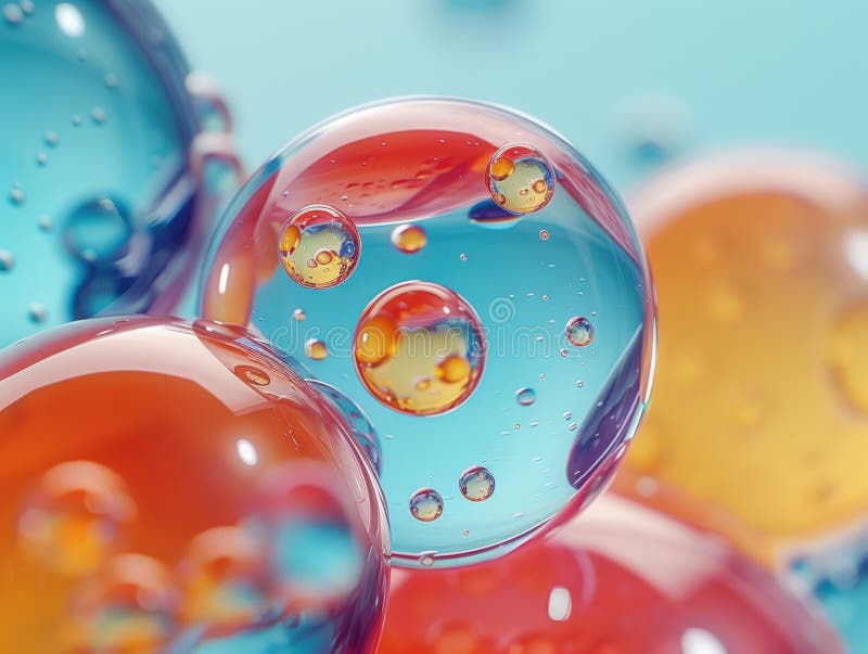 Colorful Transparent Spheres Floating with Smaller Bubbles Inside Stock ...