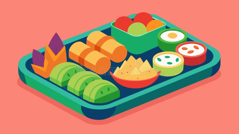 A Colorful Tray Featuring an Array of Bitesized Asian Snacks Including ...
