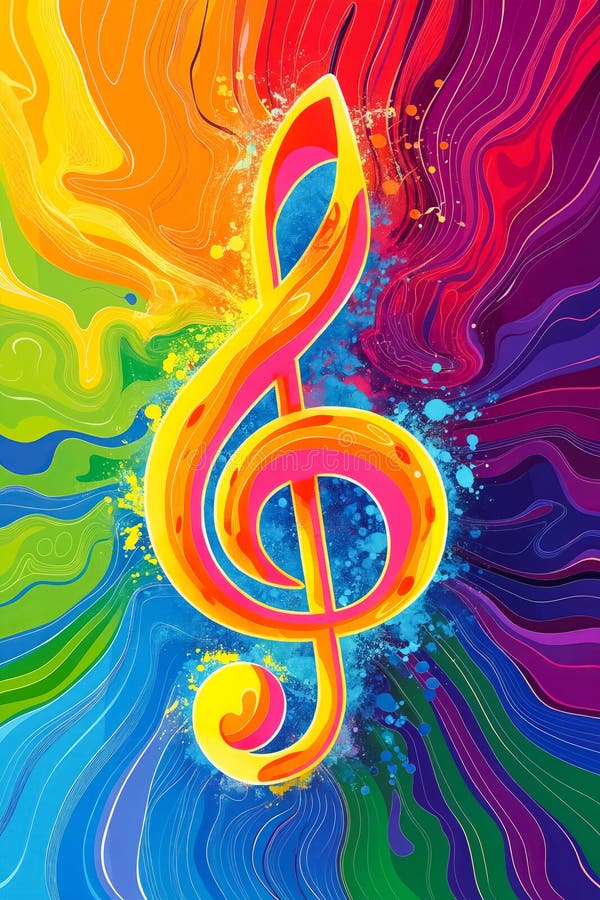 A Colorful Treble Clef on a Colorful Background. Generative AI Stock ...